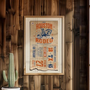 Vintage Houston Rodeo Art Print: Rustic Western Decor - Etsy