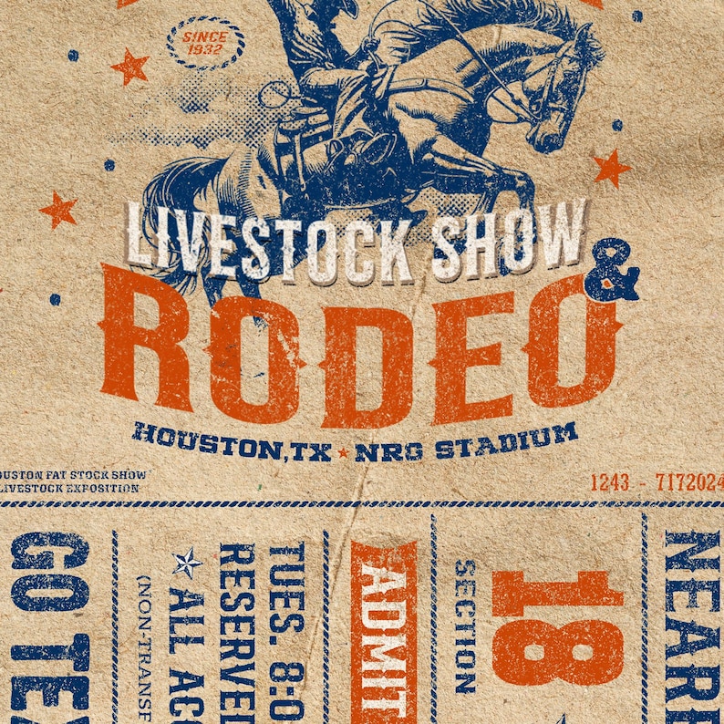 Vintage Houston Rodeo Art Print: Rustic Western Decor - Etsy
