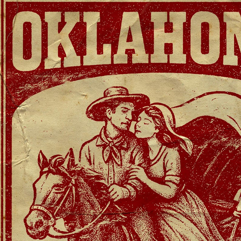 Vintage Oklahoma Stamp Print Western Wall Art Rustic Western Decor - Etsy