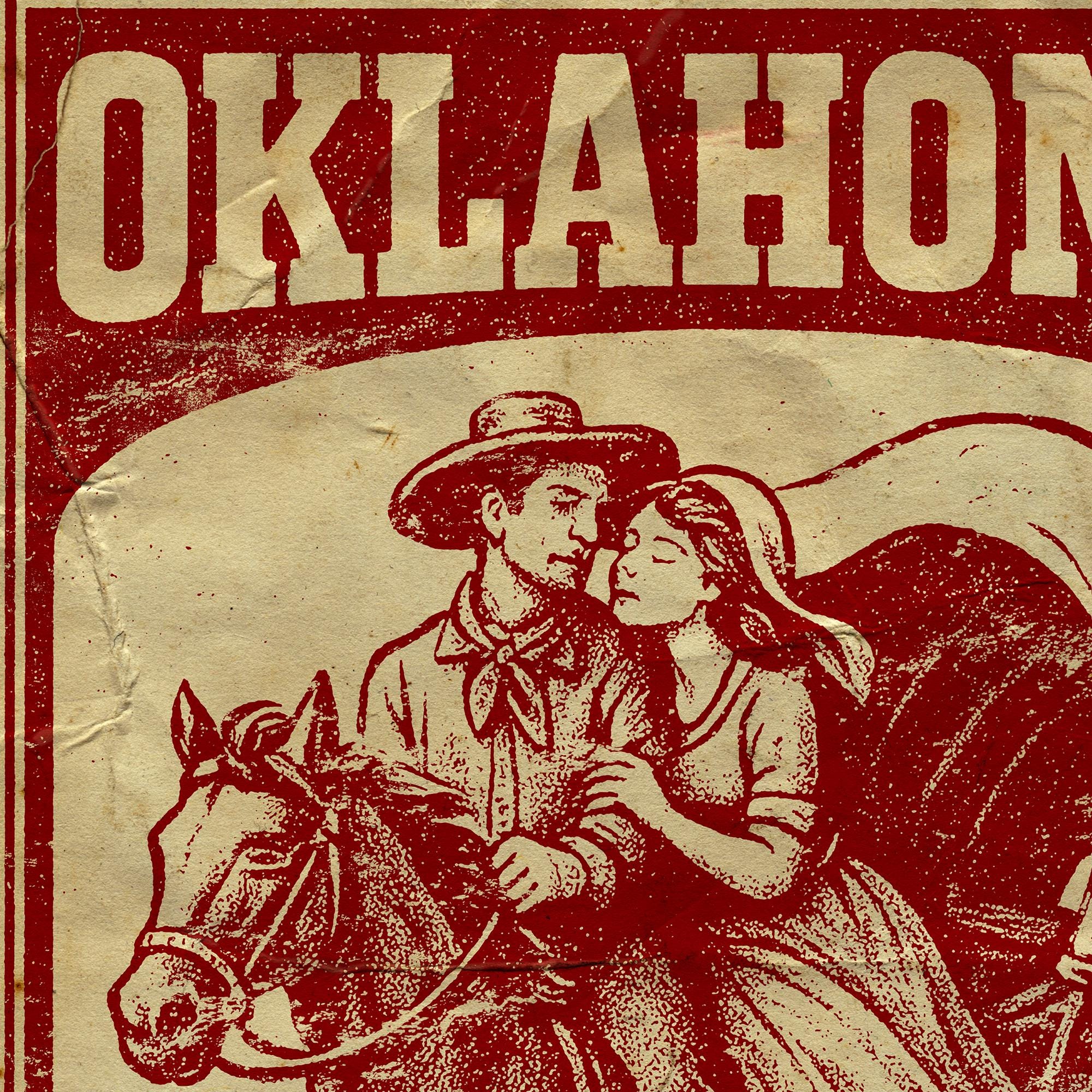 Vintage Oklahoma Stamp Print Western Wall Art Rustic Western Decor - Etsy