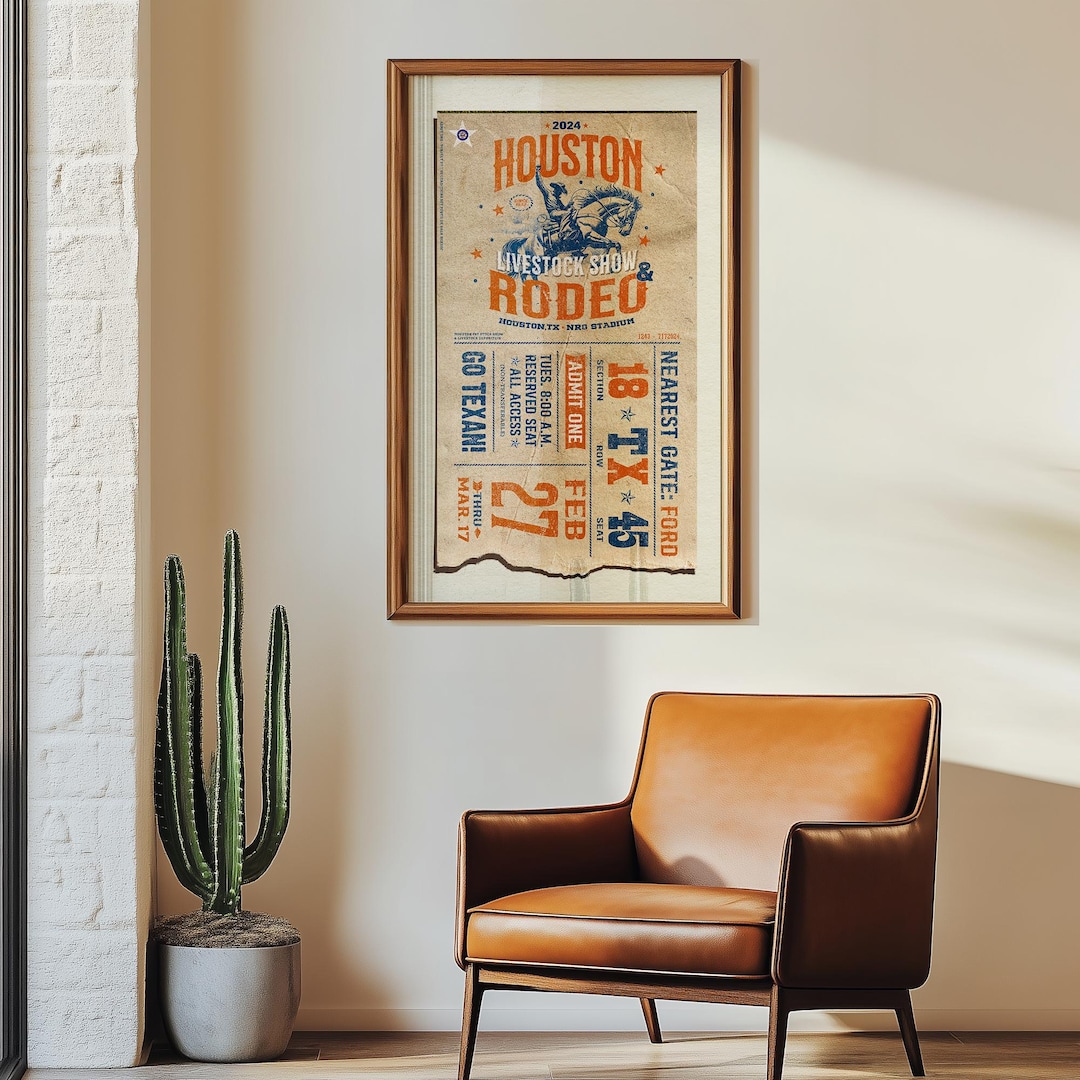 Vintage Houston Rodeo Art Print: Rustic Western Decor - Etsy
