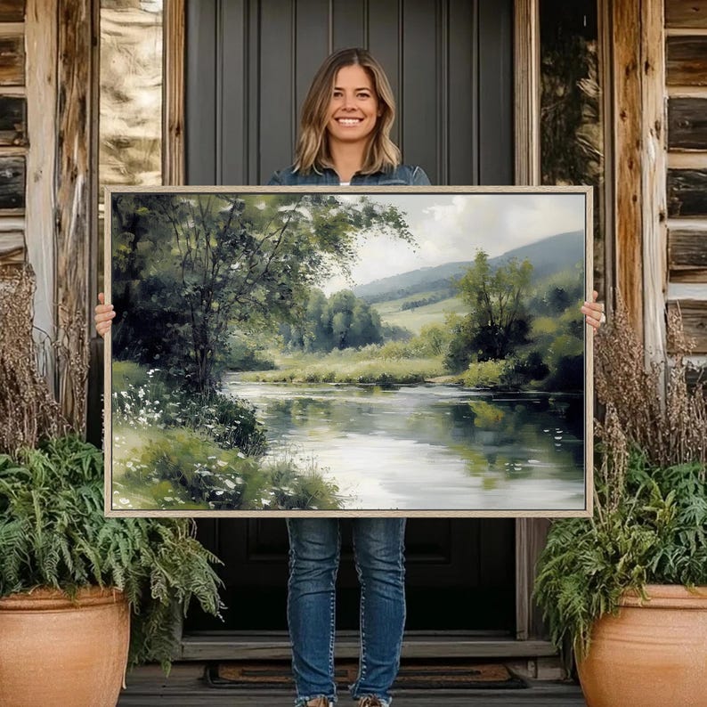 Green River Landscape Oil Painting Print | Framed Scenic Artwork - Etsy