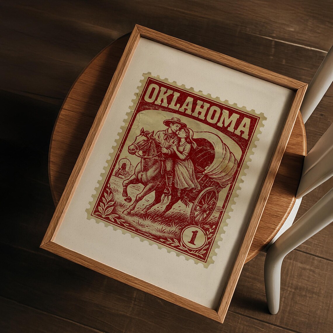 Vintage Oklahoma Stamp Print Western Wall Art Rustic Western Decor - Etsy