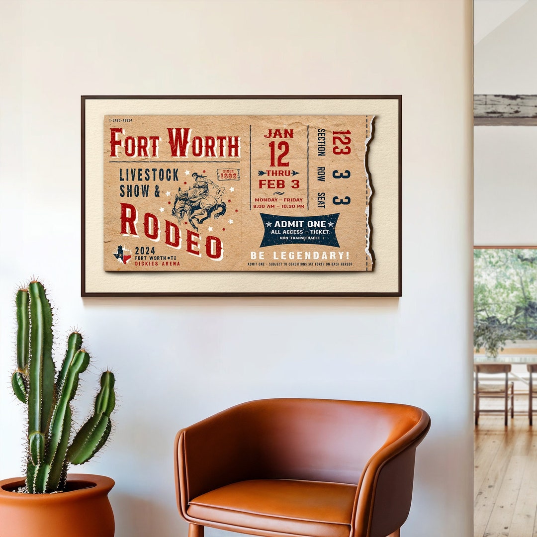 Fort Worth Rodeo Vintage Ticket Art Print Cowboy Wall Art Western Wall ...