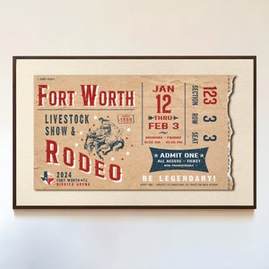 Fort Worth Rodeo Vintage Ticket Art Print Cowboy Wall Art Western Wall ...