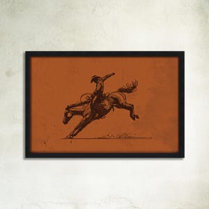 Cowboy Rodeo Wall Art Western Bucking Horse Print for Rustic Home Decor ...