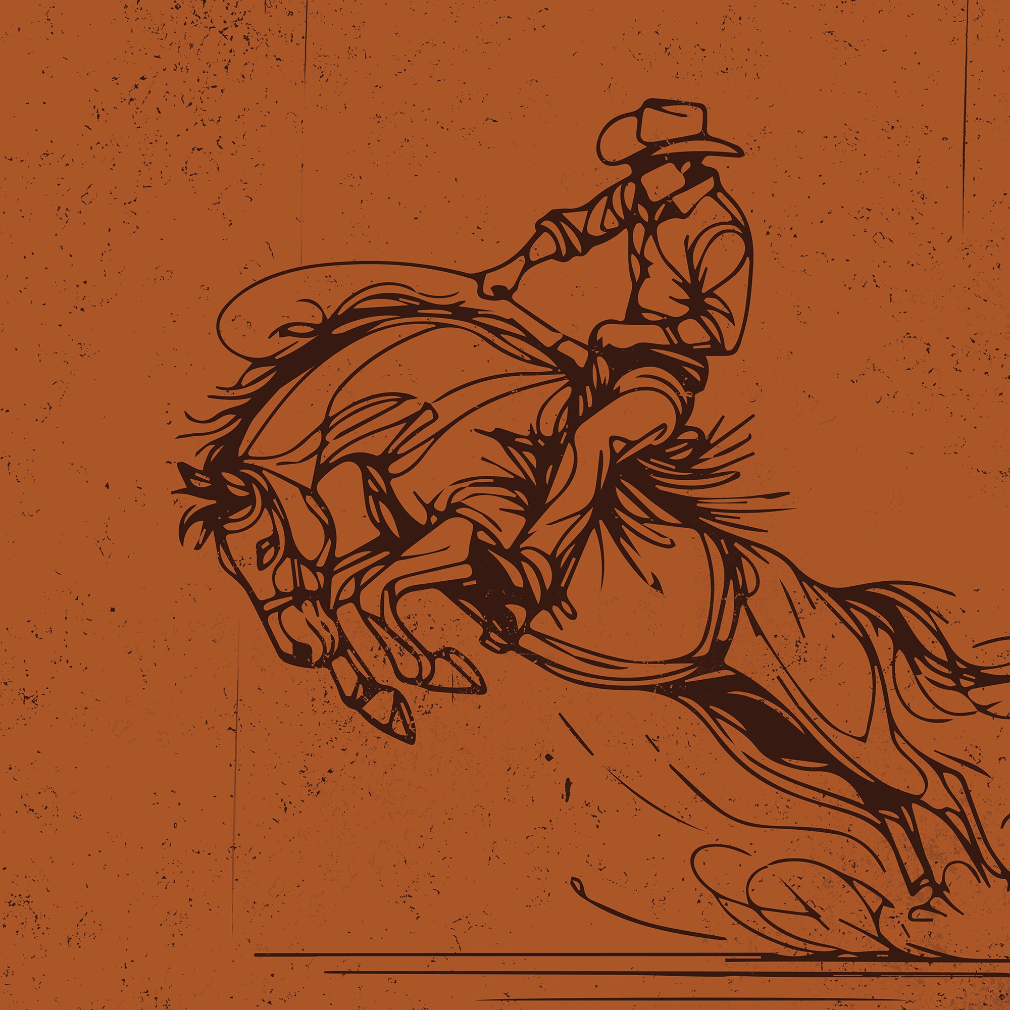 Cowboy Art Print Western Decor Line Art Print Cowboy Poster Eclectic ...