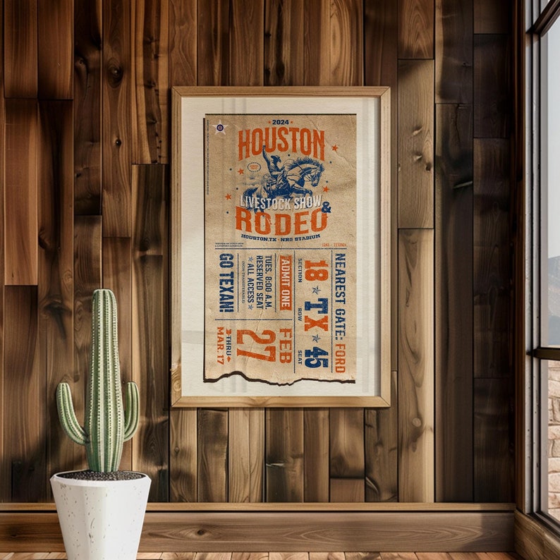 Vintage Houston Rodeo Art Print: Rustic Western Decor - Etsy