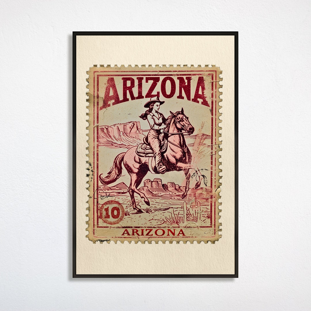 Vintage Arizona Art Print Western Wall Decor Retro Arizona Decor ...