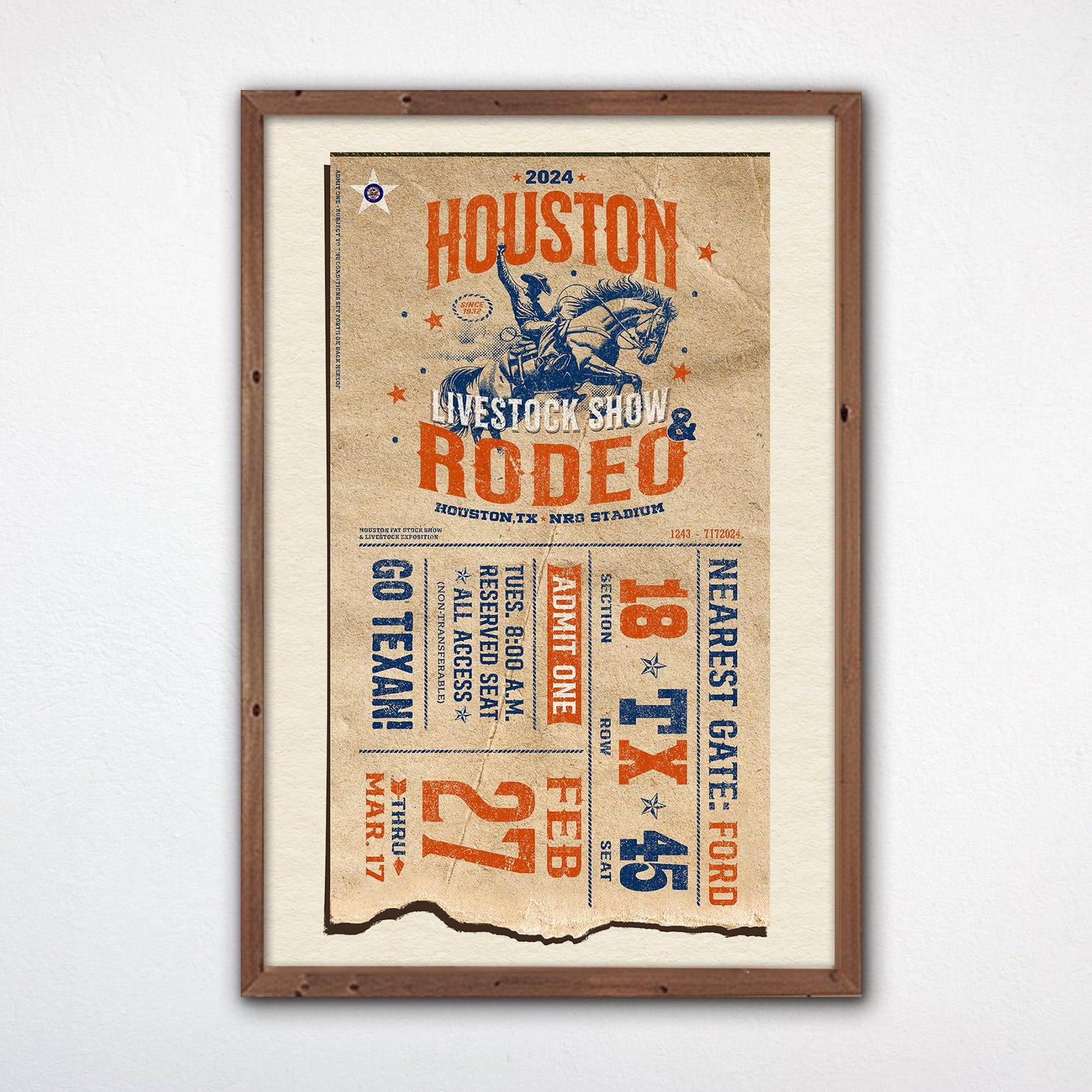 Vintage Houston Rodeo Art Print: Rustic Western Decor - Etsy