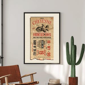 Cheyenne Frontier Days Rodeo Vintage Ticket Art Print Cowboy Wall Art ...