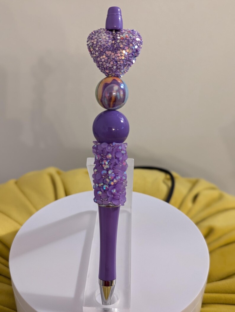 Purple Valentine's Day Beadable Pen With Glitter Accents and a Glitter ...