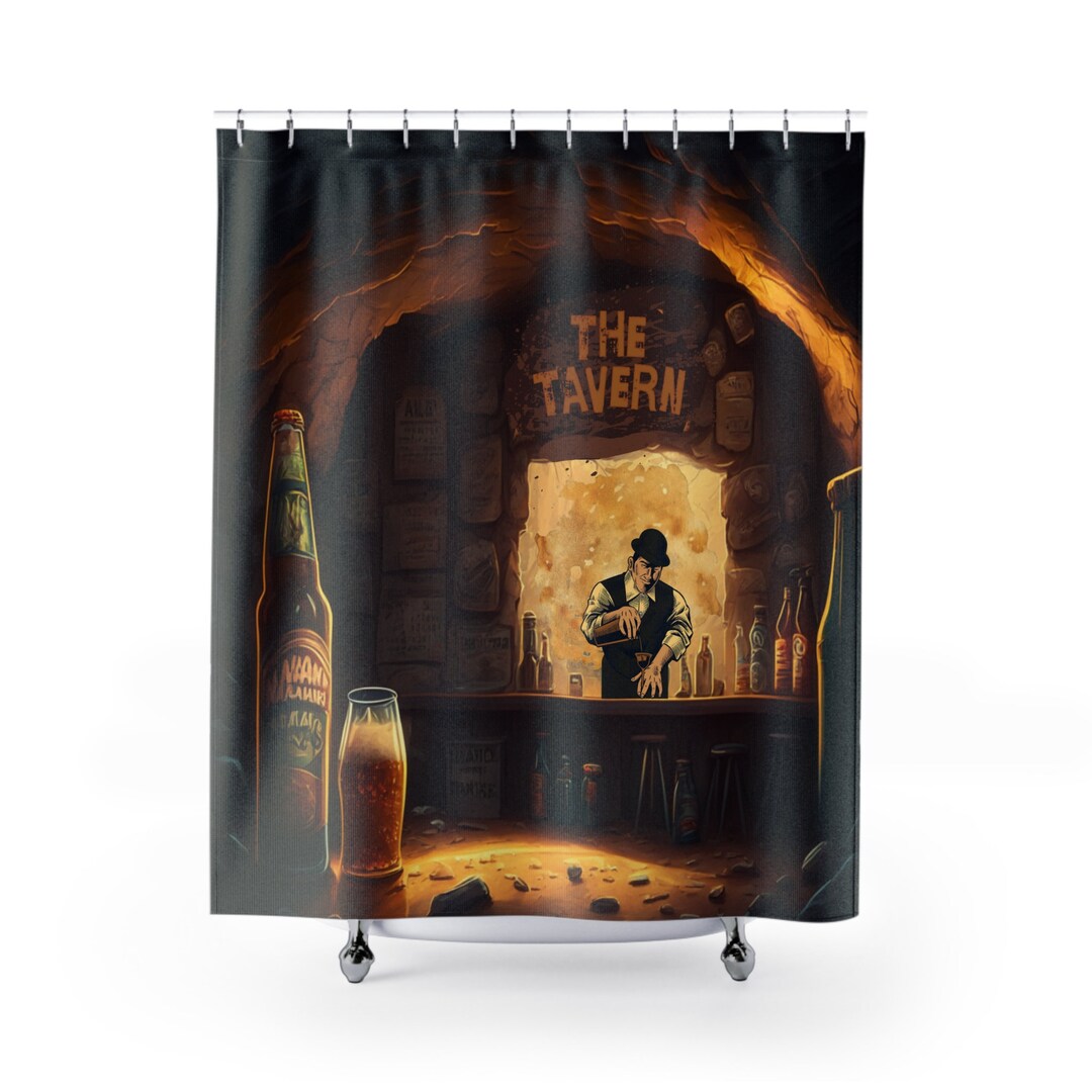 Man Cave, Beer Cave, the Tavern, Men's Bathroom Curtain, Gift, Shower ...