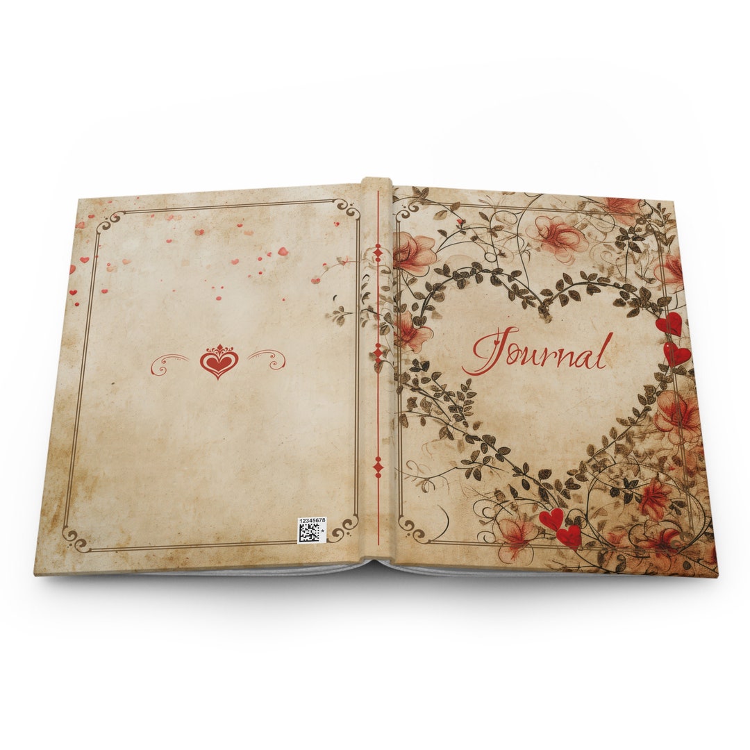 Hearts, Love, Heart and Vines, Victorian Look Journal, Diary, Notebook ...