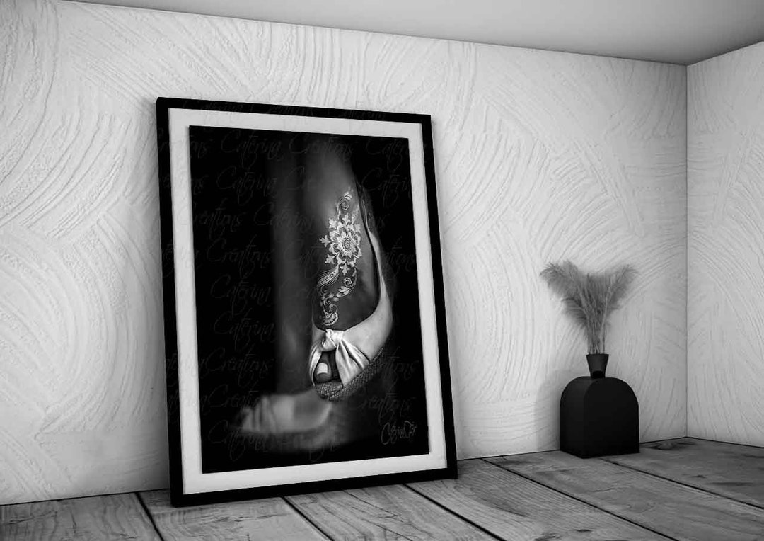 Moody White Floral Foot Tattoo (moody Art Print) - Etsy