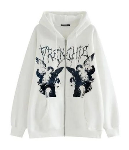 Angel Print Hoodie Y2K - Etsy