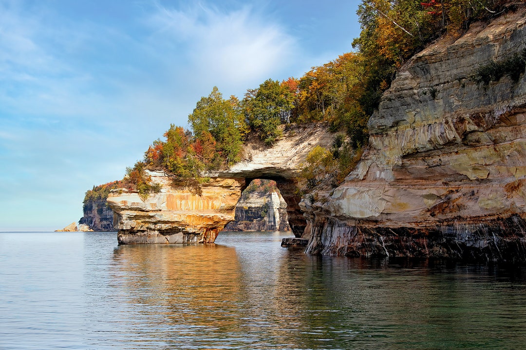 Pictured Rocks Lover's Leap Rock Formation in the Fall, Munising ...