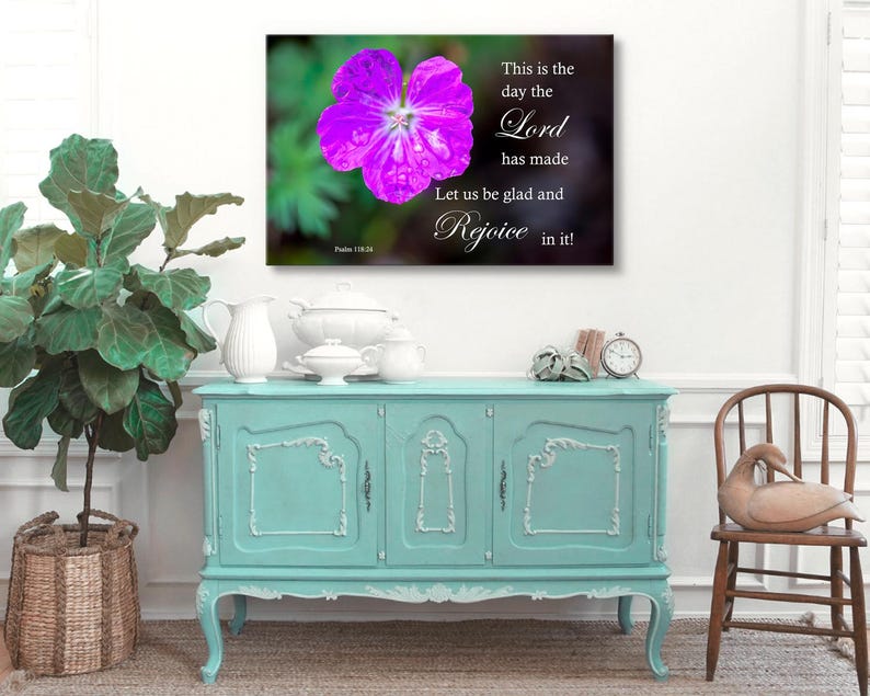 Psalm 118:24 Bible Verse With Purple Geranium Flower Photo, Flower ...