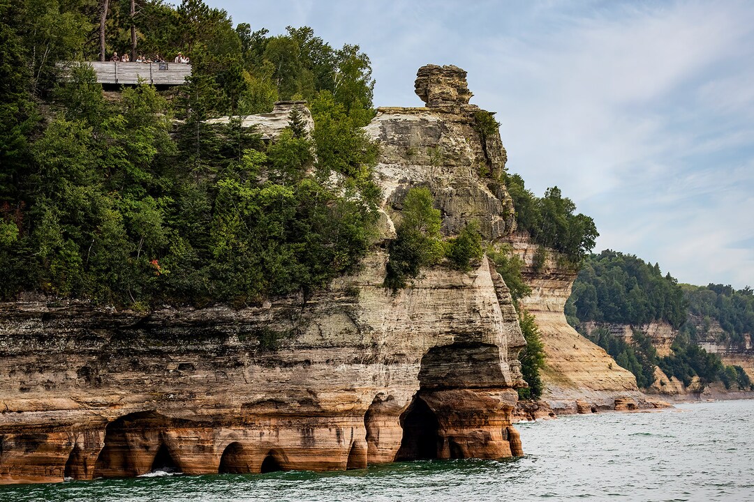 Pictured Rock's Lookout Tower and Sea Caves, Munising Michigan - Etsy