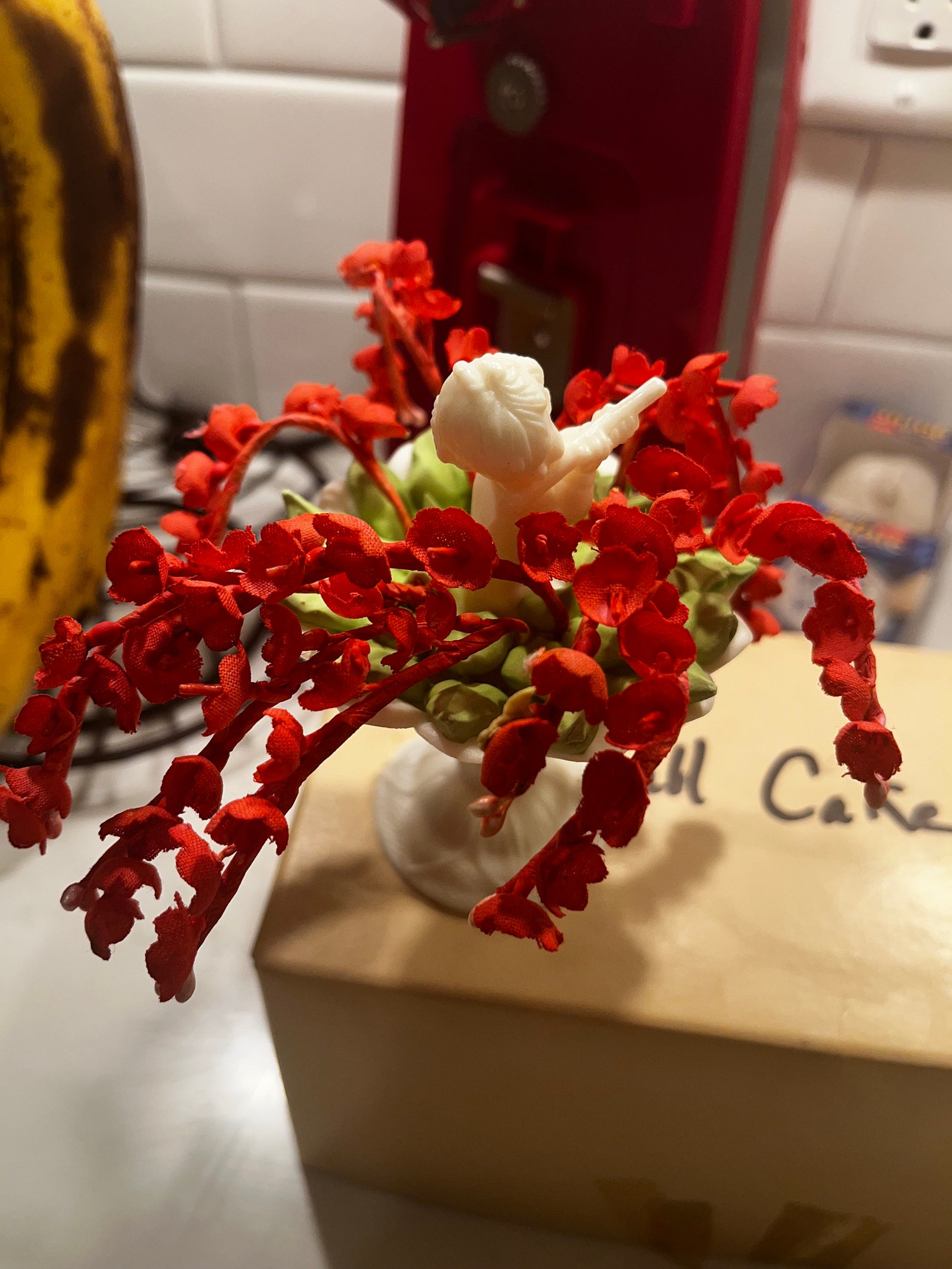 1950's Wedding Cake Topper True Mid Century Cherub Flute Red Flowers - Etsy