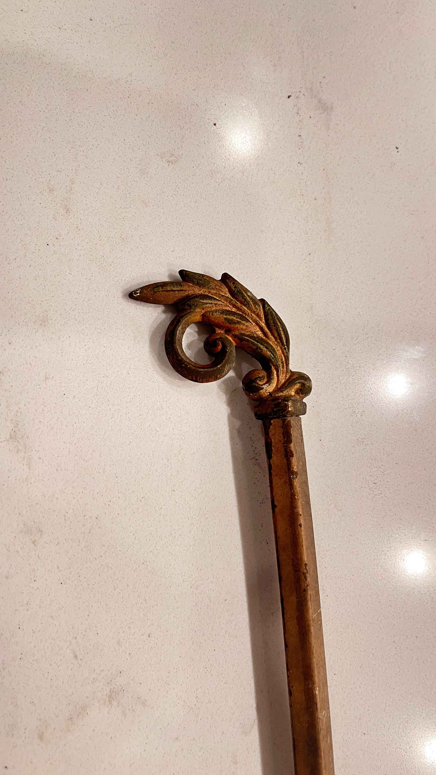 Antique Curtain Rods Swing Arm Art Deco Palm Fronds Ornate Adjustable ...