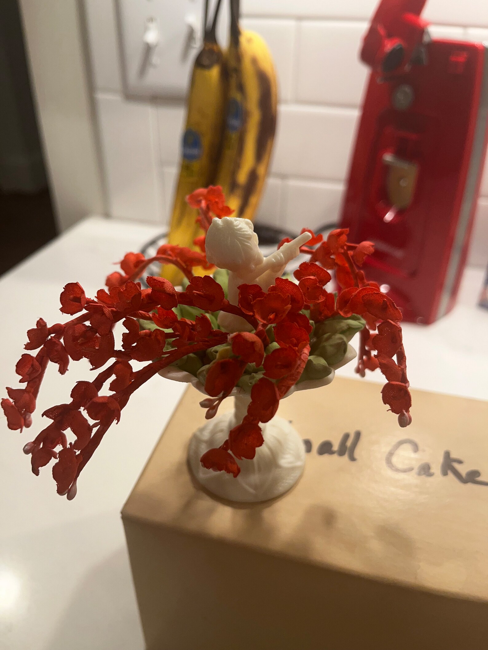 1950's Wedding Cake Topper True Mid Century Cherub Flute Red Flowers - Etsy