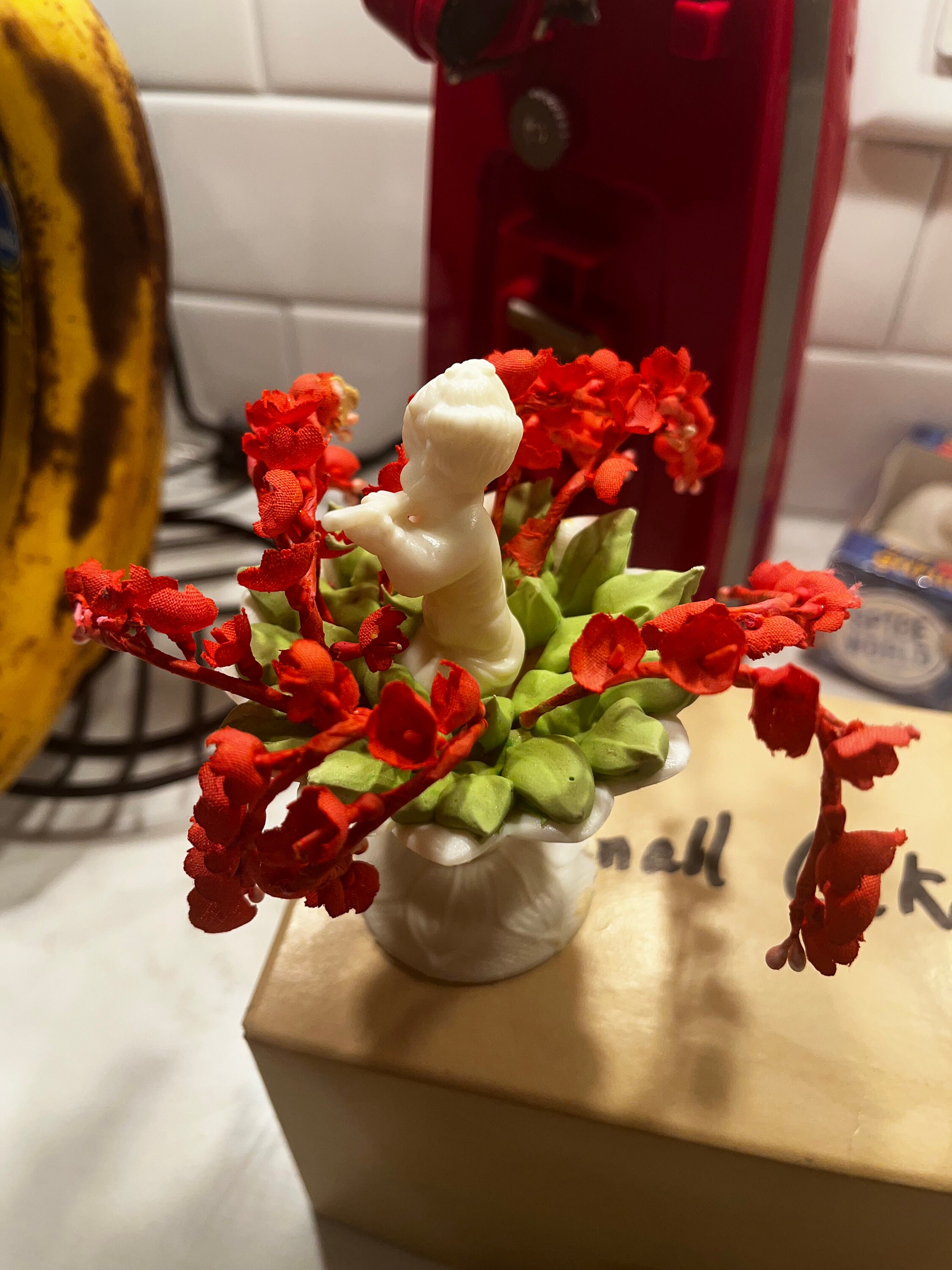 1950's Wedding Cake Topper True Mid Century Cherub Flute Red Flowers - Etsy