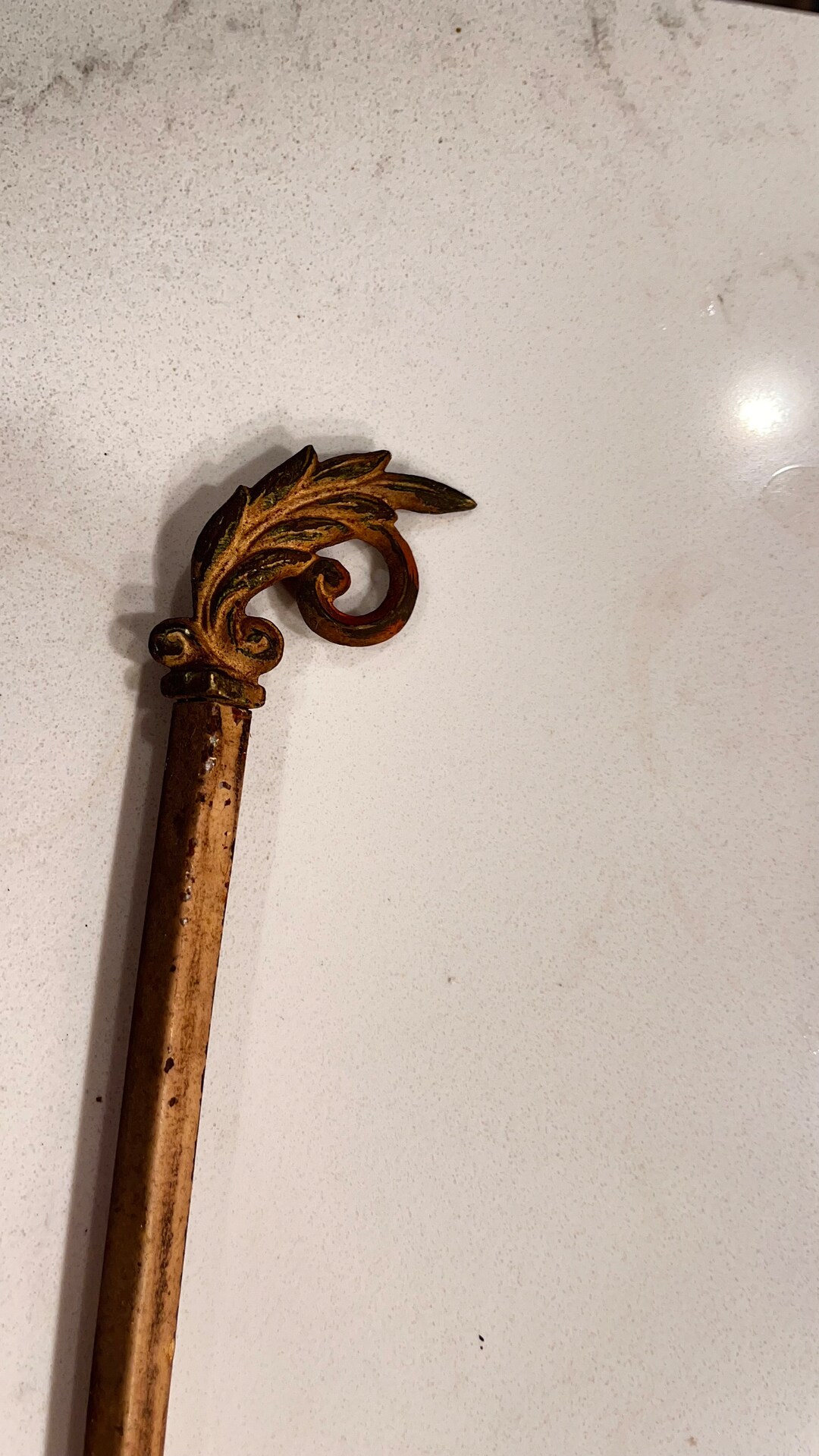 Antique Curtain Rods Swing Arm Art Deco Palm Fronds Ornate Adjustable ...