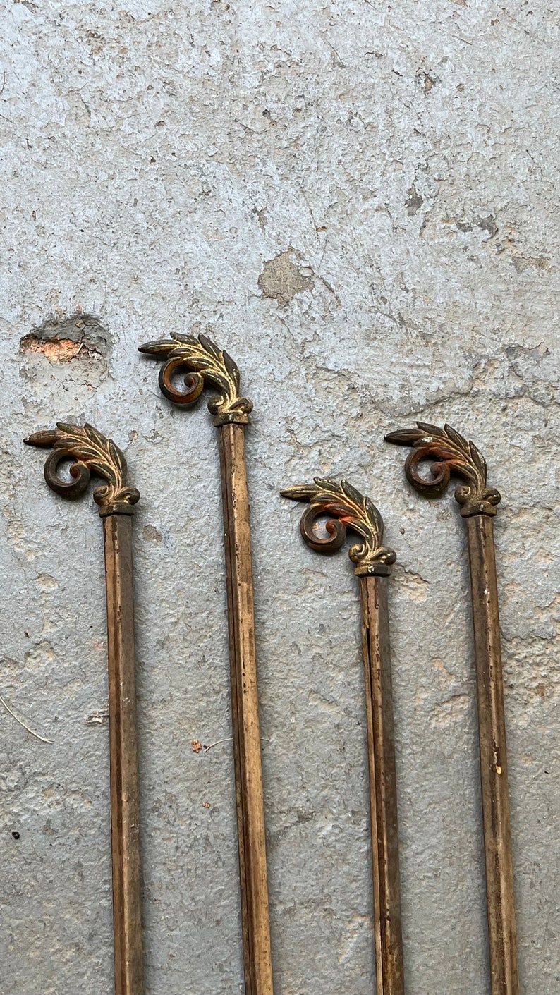 Antique Curtain Rods Swing Arm Art Deco Palm Fronds Ornate Adjustable ...