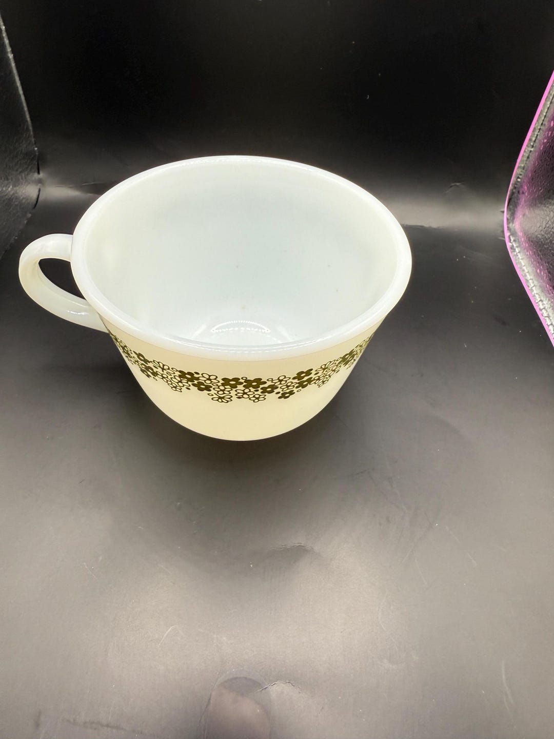 Vintage Pyrex Cup - Green Crazy Daisy Pattern - Etsy