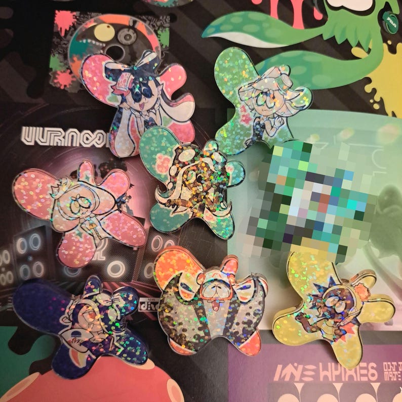 SPLATOON IDOL SURPRISE Pins - Blind Bag Mystery 1.5" Acrylic Sequin ...