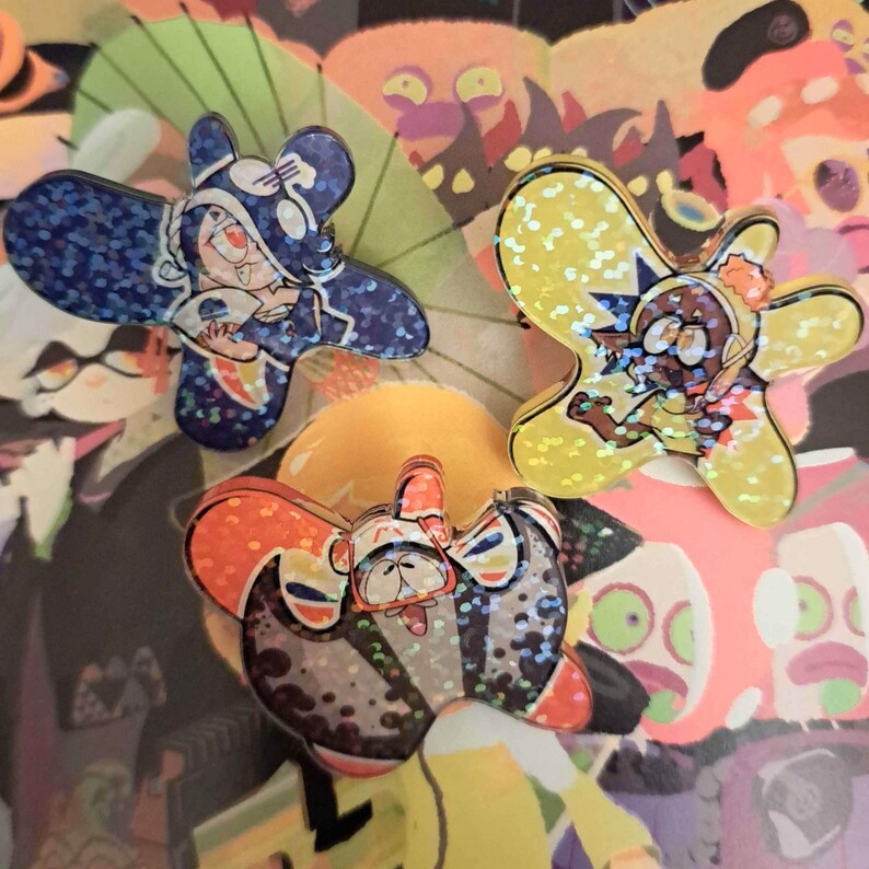 SPLATOON IDOL SURPRISE Pins - Blind Bag Mystery 1.5" Acrylic Sequin ...