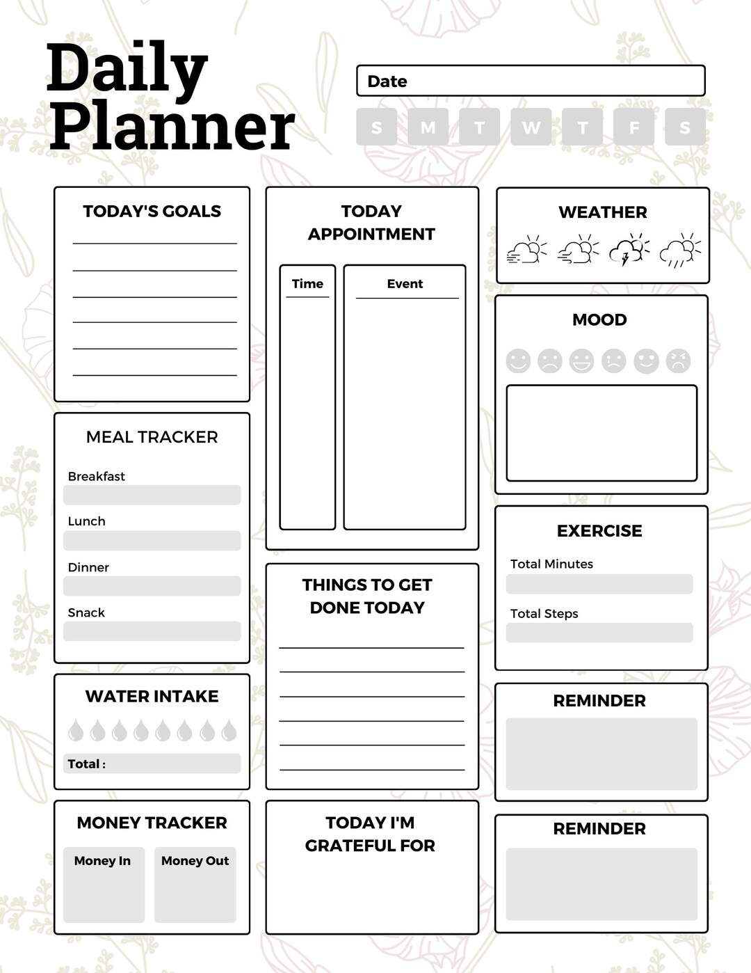 Daily Planner Template, Instant Download, Organizer and Daily Scheduler ...