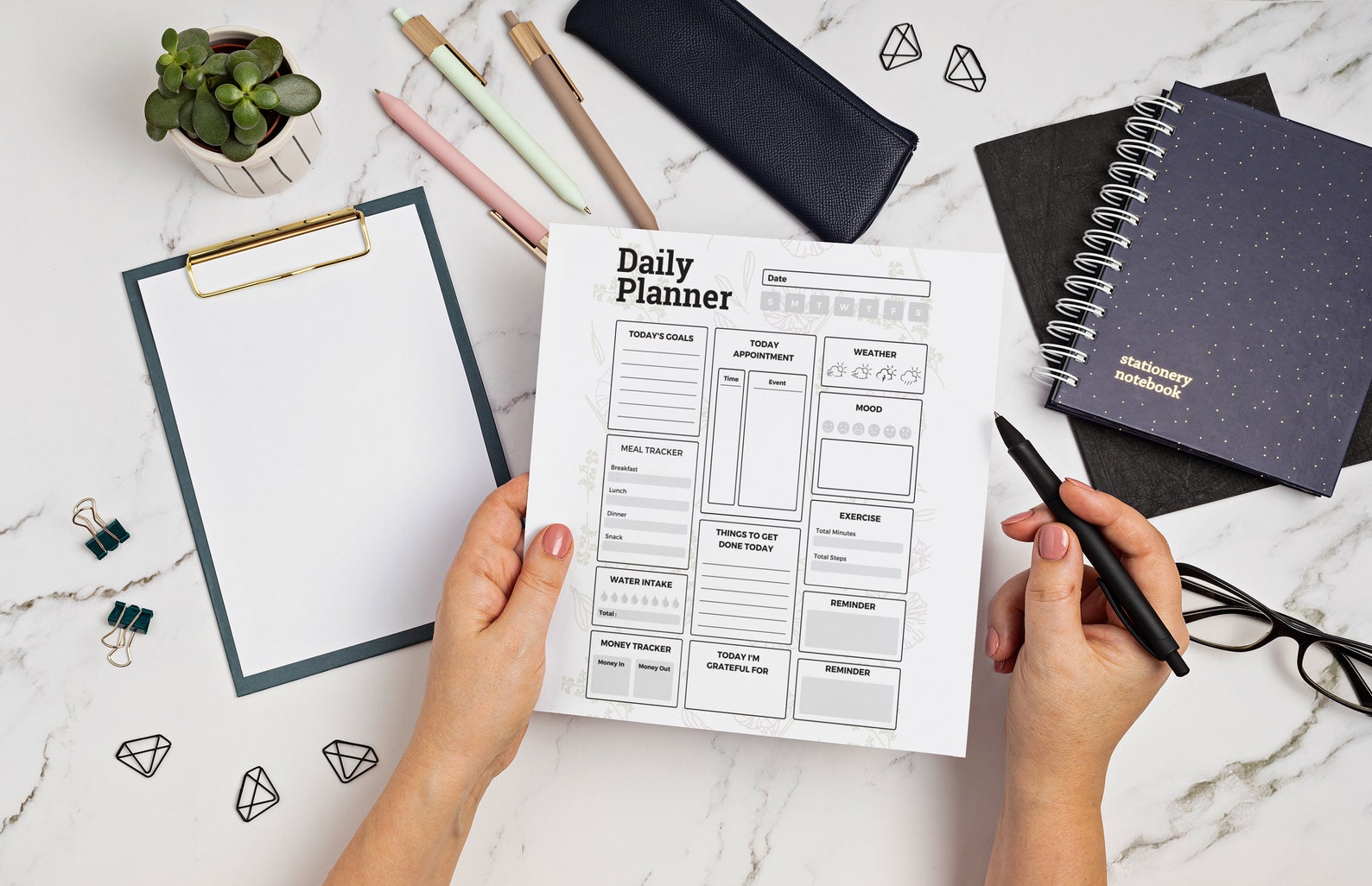 Daily Planner Template, Instant Download, Organizer and Daily Scheduler ...