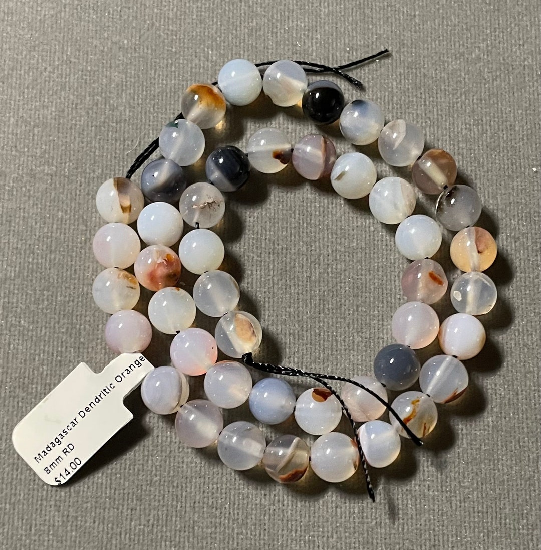 Madagascar Dendric Orange Agate 8mm Round Beads - Etsy