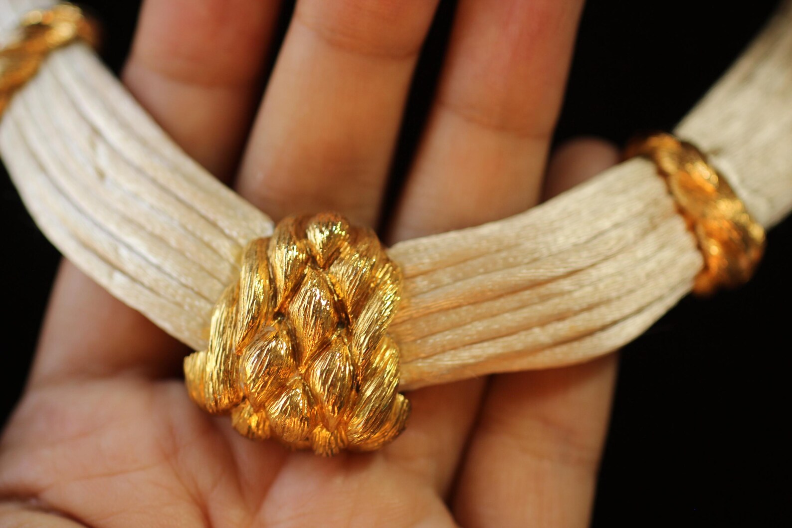 Vintage Ron Rizzo Chunky Gold Tone Rope Choker Necklace Brutalist Style ...