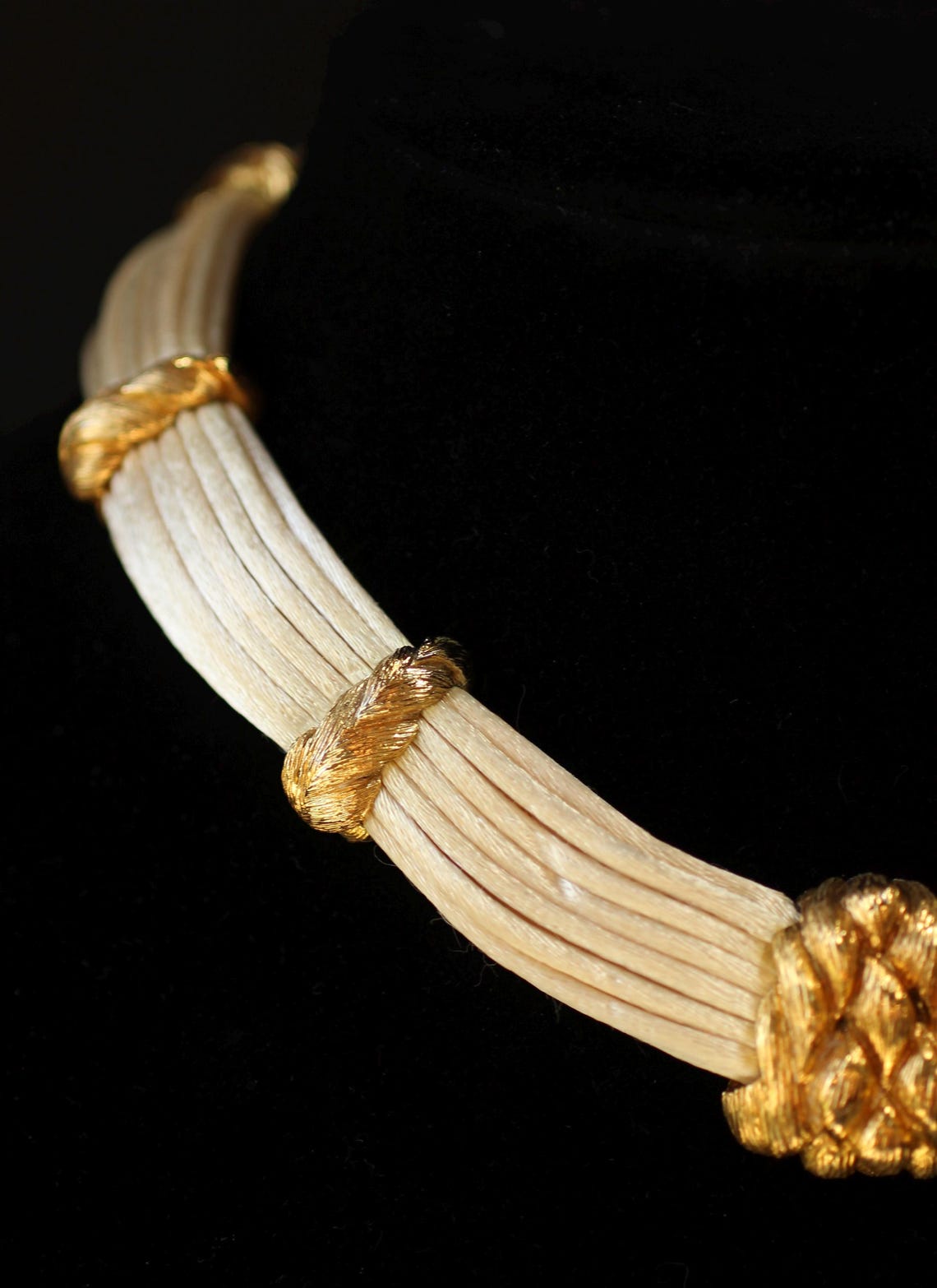 Vintage Ron Rizzo Chunky Gold Tone Rope Choker Necklace Brutalist Style ...