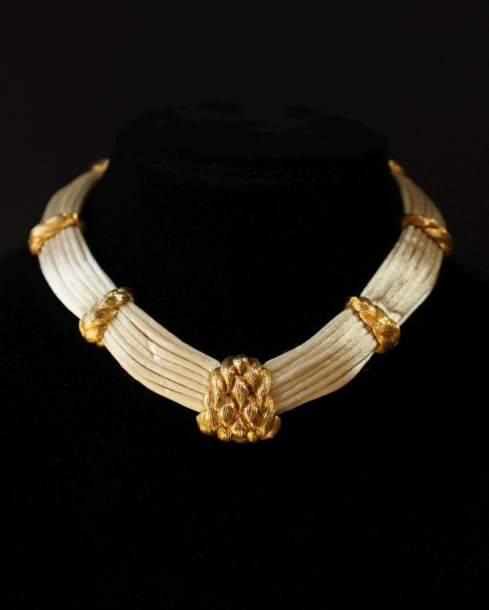 Vintage Ron Rizzo Chunky Gold Tone Rope Choker Necklace Brutalist Style ...