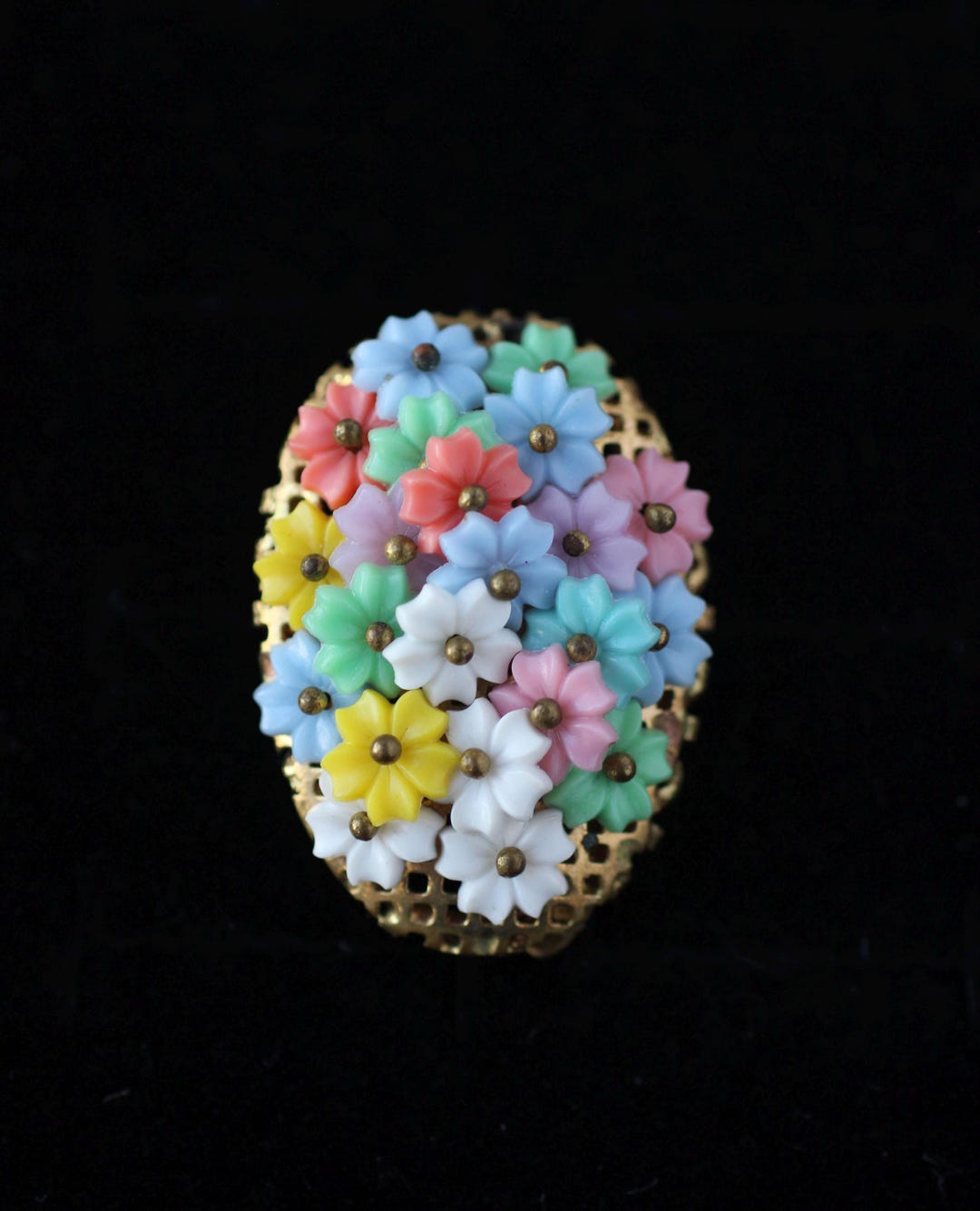 Vintage Miriam Haskell Style Flower Dress Clip: Multicolored Floral ...