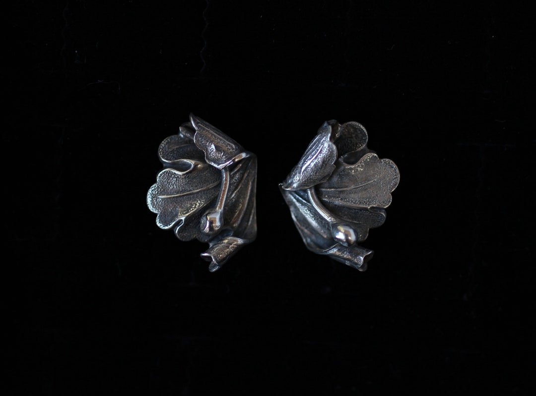 Vintage Sterling Silver Leaves Leaf Screw Back Earrings - Etsy
