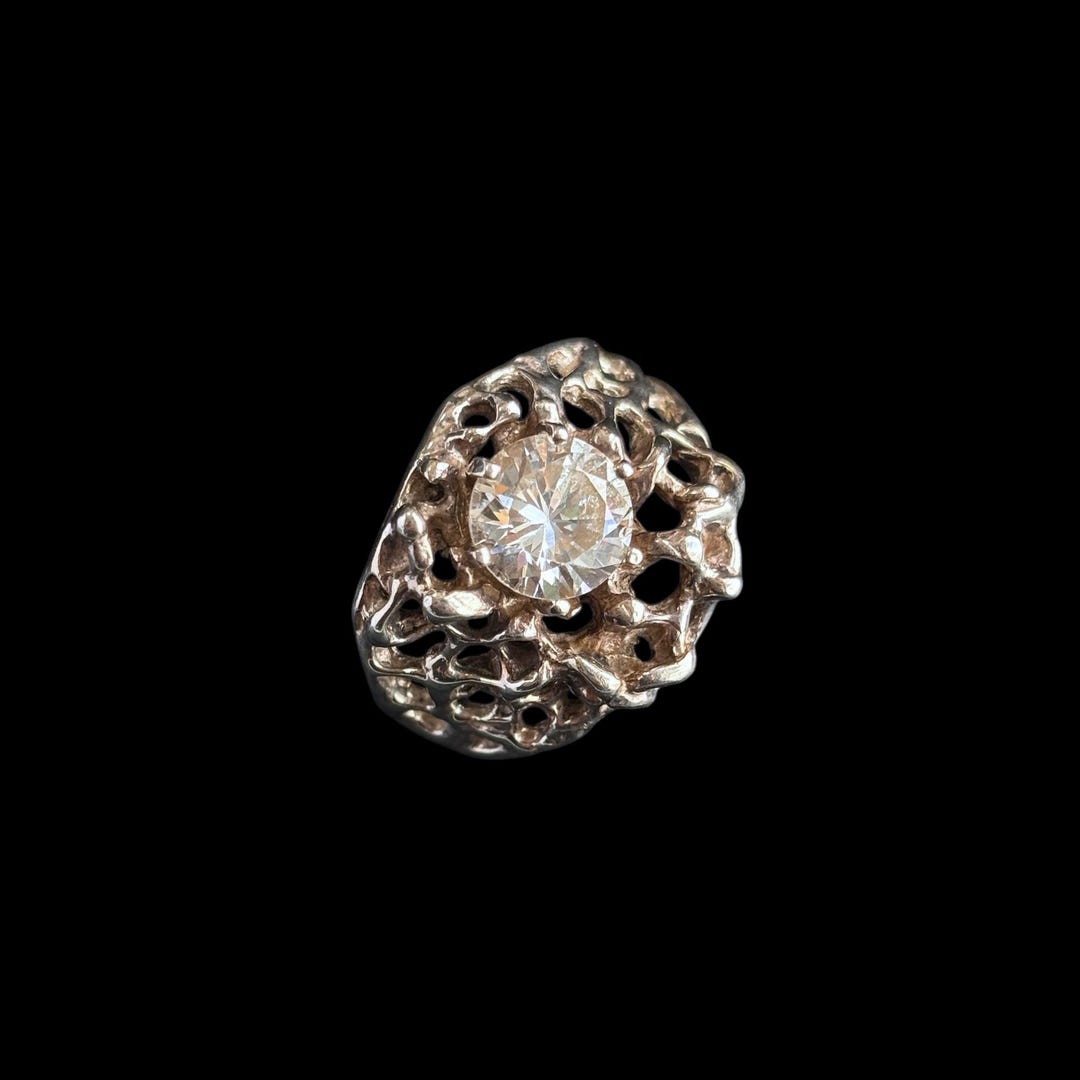 Vintage Brutalist Sterling Silver Statement Ring – Organic Openwork ...