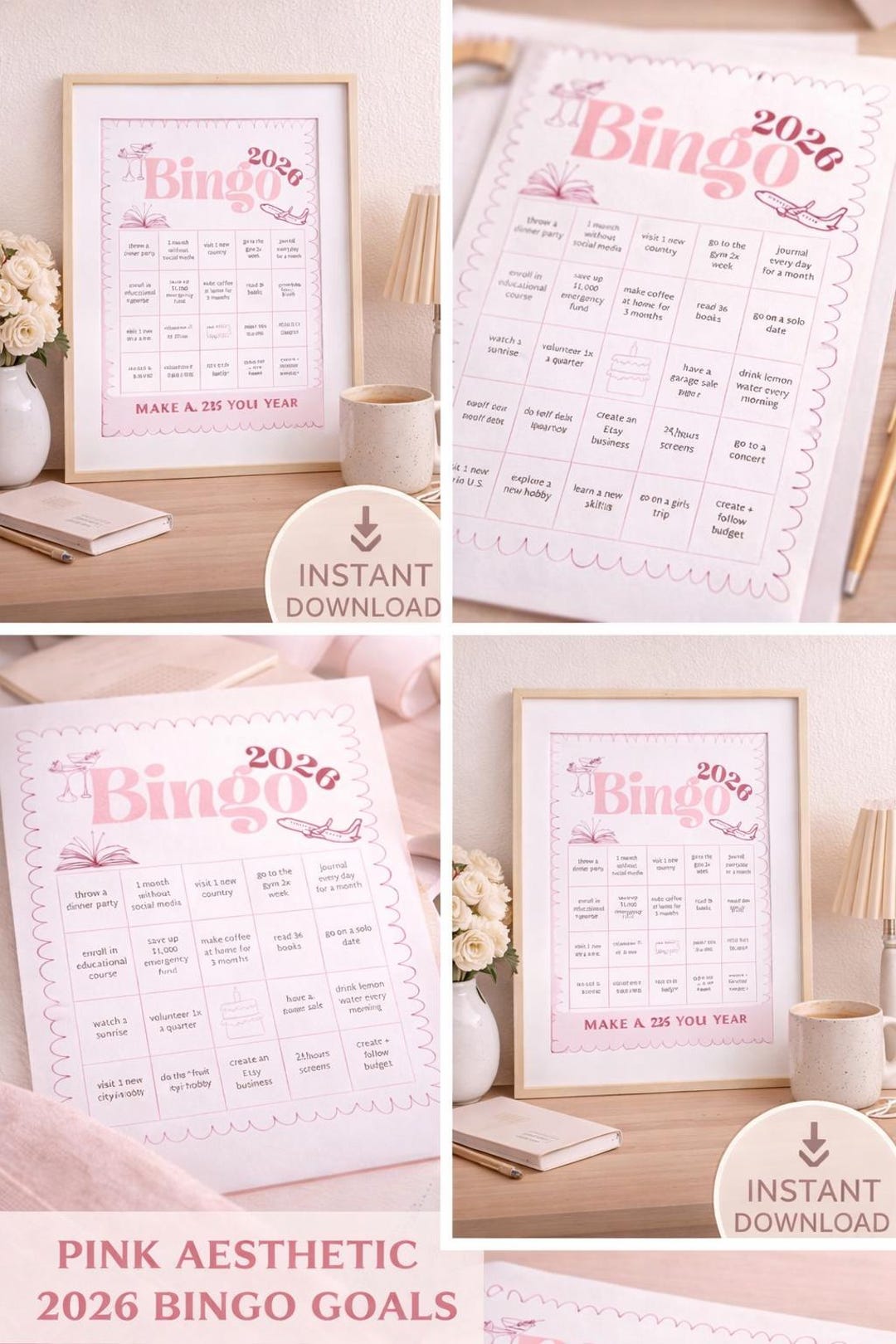 2026 Bingo Goals Printable | Year Challenge Bingo | Self Care & Life ...
