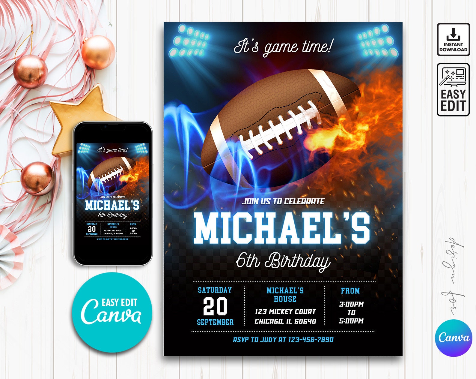 Football Birthday Party Invitation Football Invitation - Etsy