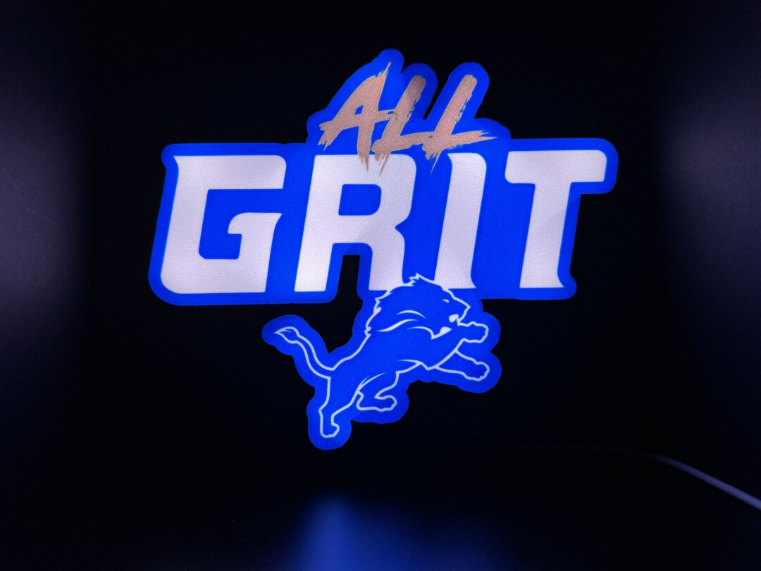 Detroit Lions All Grit LED Sign | Wall Decor | Football Sign | NFL ...