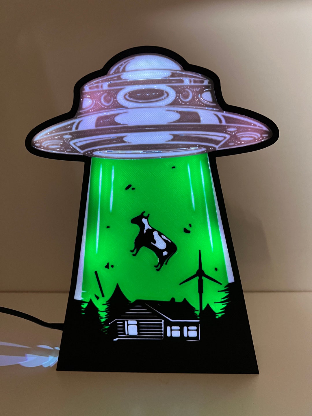 UFO LED-Schild, UFO Lightbox, Alien-Zeichen, Alien Lightbox, Ufo ...