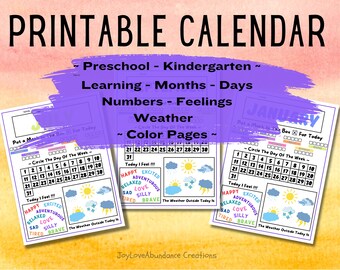 12 Printable Preschool Calendar Worksheet Pages | Month, Day, Date ...