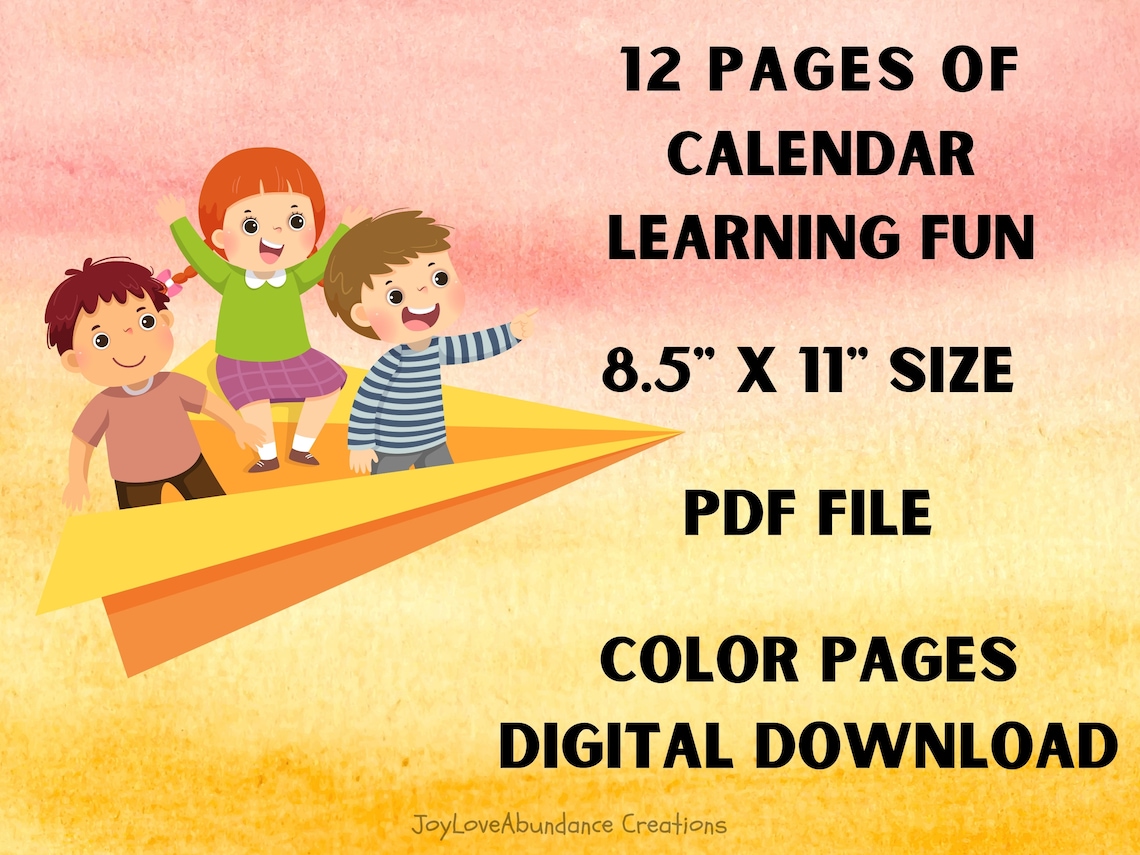 12 Month Printable Preschool Calendar Worksheet Pages, Month, Day, Date ...