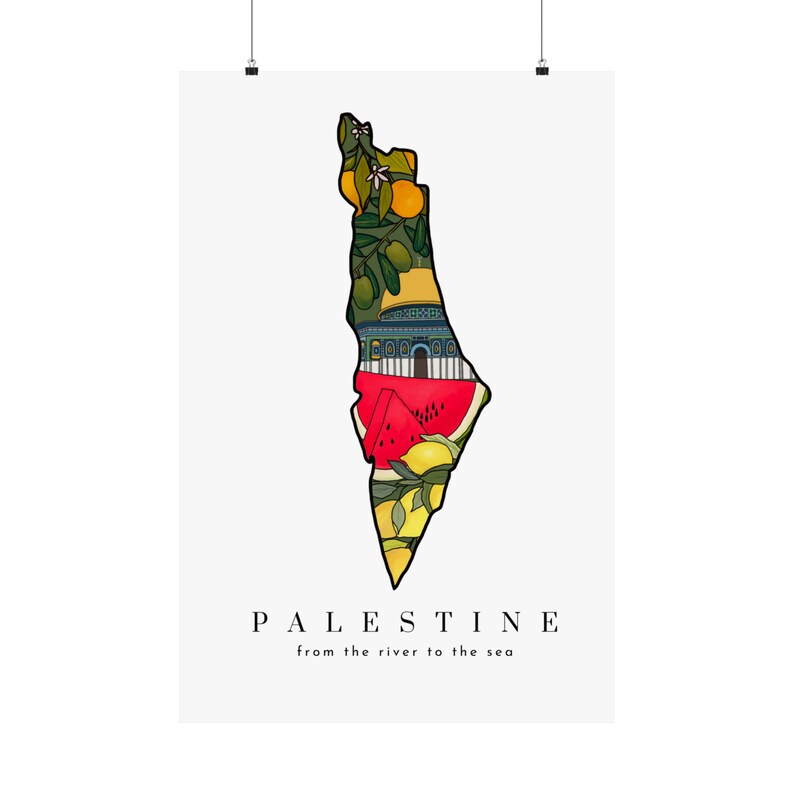 Palestine Map Print | Printable Palestine Poster | Jerusalem Gaza Map ...