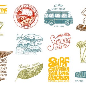Retro Surf Logo Bundle – Vintage Beach Graphics (SVG & PNG) - Etsy