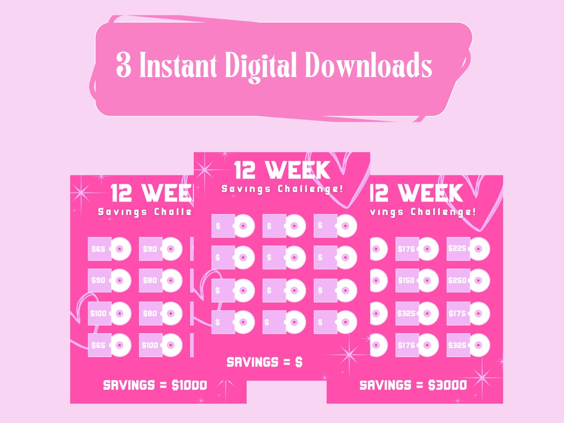 12 Week Savings Challenge Y2K Inspired 1k Savings Challenge 3k Savings ...